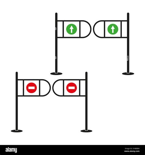 Turnstile Icon Set Green Arrow And Red No Entry Signs Entrance And Exit Gates Vector Design