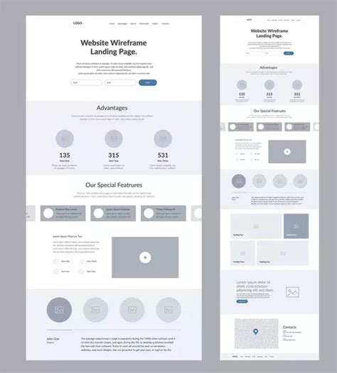 Wireframe Designs For Landing Pages Modern And Responsive Website