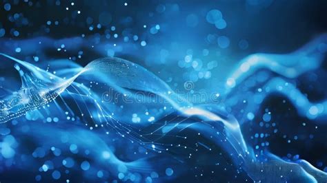Animation Of A Abstract Background With Blue Waves With Glowing