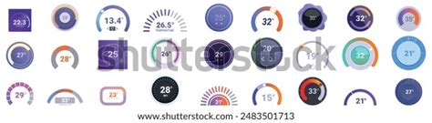 Thermostat Ui Icons Set Set Round Stock Vector Royalty Free Shutterstock