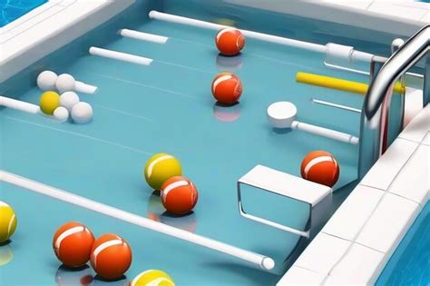 3d Drawing Of Sports Pool Objects Over White Premium Ai Generated Image