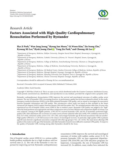 Pdf Factors Associated With High Quality Cardiopulmonary
