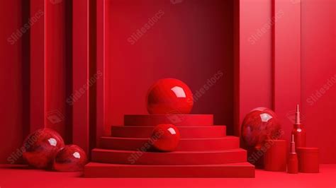 Abstract Red Cosmetic Display Podium A Professional D Rendered Presentation Powerpoint