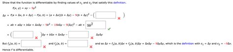 Solved Show That The Function Is Differentiable By Finding