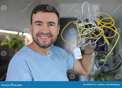 Tangled Wires In Electrical Cabinet Electric And Mains Wires Are