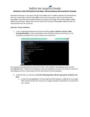 DAD 220 Module Four Lab Template DAD 220 Module Four Lab Template Overview Begin By Doing The
