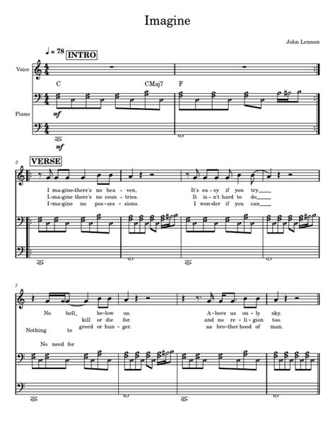 Imagine Piano Sheet Music Pdf Pdf Musical Forms