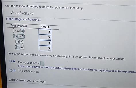 solved use the test point method to solve the polynomial