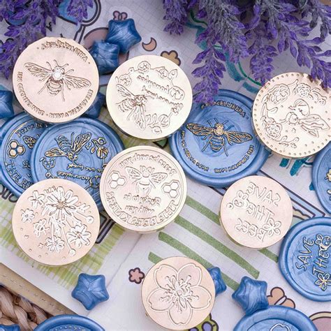 꿀벌 꽃 패턴 왁스 인감 스탬프 공예 씰링 스탬프 헤드 카드 Diy 레트로 금속 카드 만들기 왁스 인감 스탬프 Aliexpress