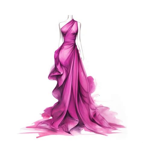 Premium Ai Image Majestic Magenta An Elegant Fashion Sketch Of A Very