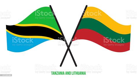 탄자니아와 리투아니아 플래그 교차 하 고 플랫 스타일을 흔들 공식 비율 올바른 색상입니다 경제에 대한 스톡 벡터 아트 및 기타 이미지 Istock