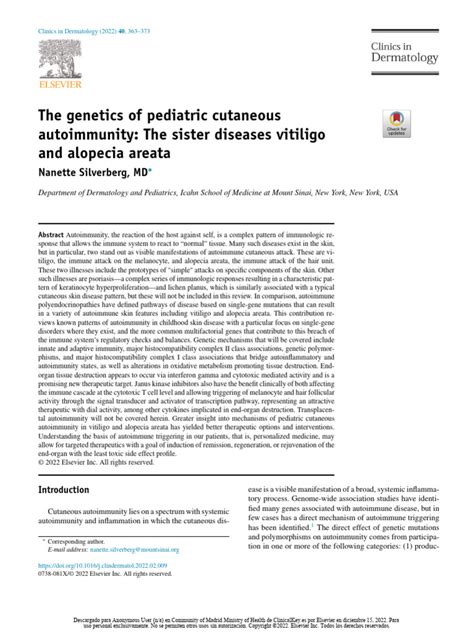 Geneticsofpediatric Cutaneous Autoimmunity Clinics Dermatol2022 Pdf Autoimmunity Immune