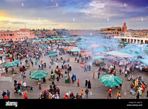 Marrakesh Morocco February 20 2022 People Visit Jemaa El Fnaa