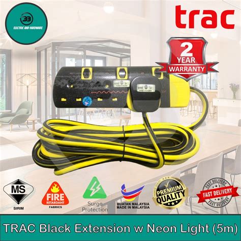 【sirim】 5m Trac Extension Socket Multiple Plug Adaptor Trailing W Neon Surge Protector Fire