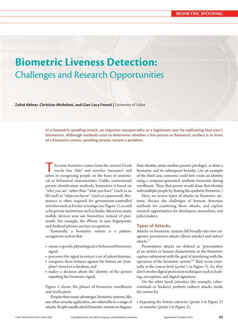 Pdf Biometric Liveness Detection Challenges And Research Opportunities