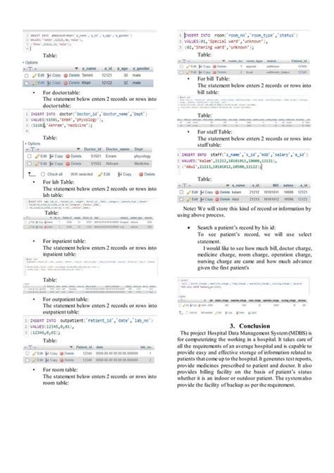 hospital database management system sql pdf