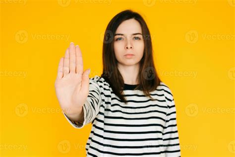 Determined Woman Making Stand Serious Lady With Confident Expression