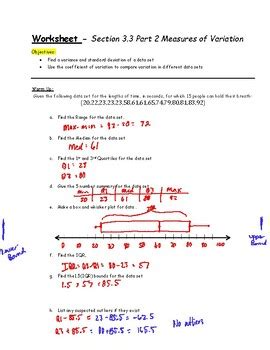 Teacher Guide Lesson Part Measures Of Variation TPT