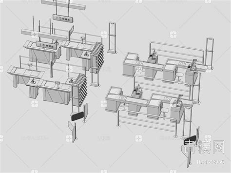 【超市收银台3d模型】 现代vr有灯光有贴图max2016超市收银台3d模型下载 id1412345 免费3dmax模型库 青模3d模型网