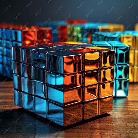 Futuristic Abstract Cubic Array In Red And Blue Premium Ai Generated Image