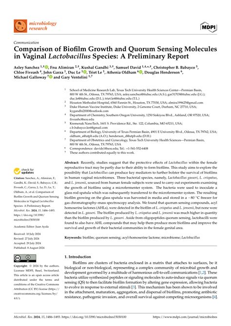 Pdf Comparison Of Biofilm Growth And Quorum Sensing Molecules In