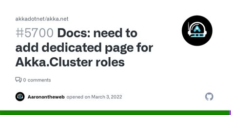 Docs Need To Add Dedicated Page For Akkacluster Roles · Issue 5700