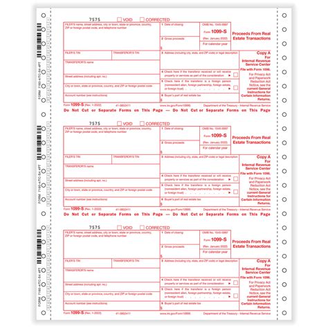 1099 S Carbonless 4 Part 1 Wide Continuous Tc S4 Forms And Fulfillment