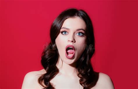 Surprised Woman Portrait Girl With Open Mouth People Emotions