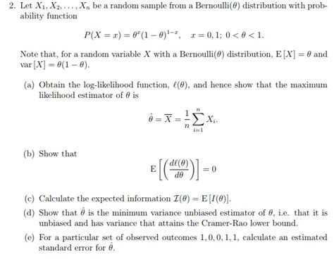 solved 2 let xi x2 xn be a random sample from a