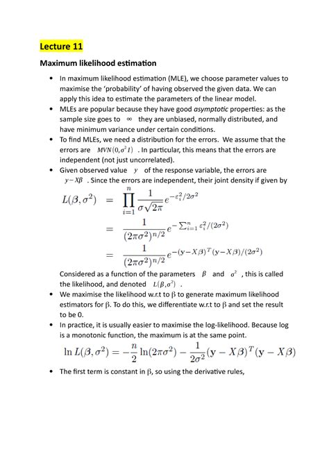 Lecture 11 Maximum Likelihood Estimation Sufficiency Interval Estimation Lecture 11 Maximum