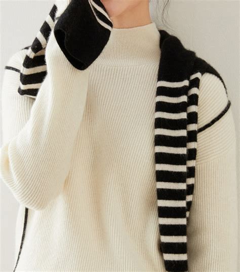 캐시미어 양모 어깨 숄 스트라이프 니트 머플러 봄 가을 겨울