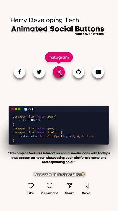 🎨 Animated Social Buttons With Hover Effects 🚀 Css3 Ui Magic 🔥💡