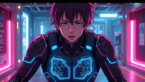 Free Neon Armor Floating Image Cyberpunk Neon Futuristic Download