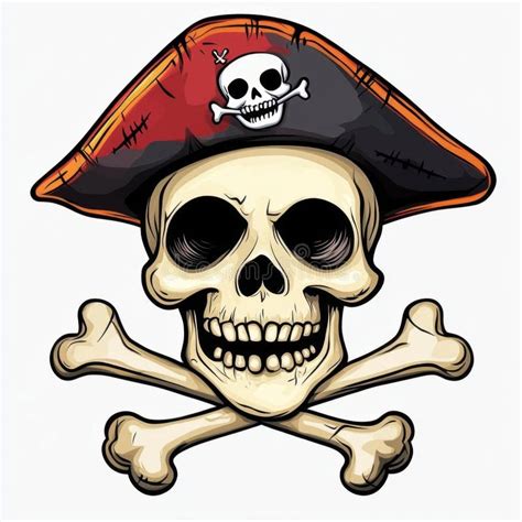 Ai Image Pirate Skull Illustration With Crossed Bones And Red Hat