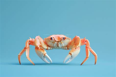 A Crab Standing On A Blue Surface Suitable For Marine Life Themes A Crab Standing On A Blue Surface Suitable For Marine Life Themes