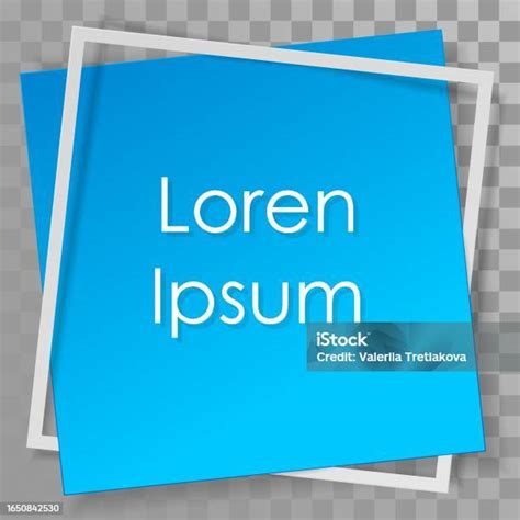 투명한 배경에 흰색 프레임이 있는 파란색 종이 스티커 벡터 그림입니다 공란에 대한 스톡 벡터 아트 및 기타 이미지 공란