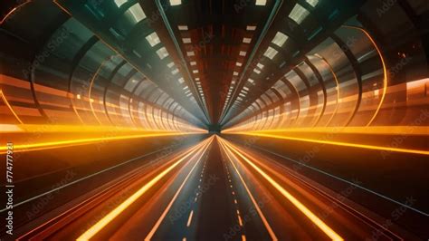 A Mesmerizing Tunnel With Vibrant Lights Emanating From The End Creating A Captivating Visual