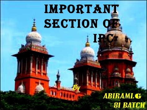 Important Sections Of IPC By Abirami G PPT