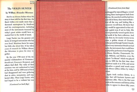 The Violin Hunter 1957 Silverman William Alexander Sold