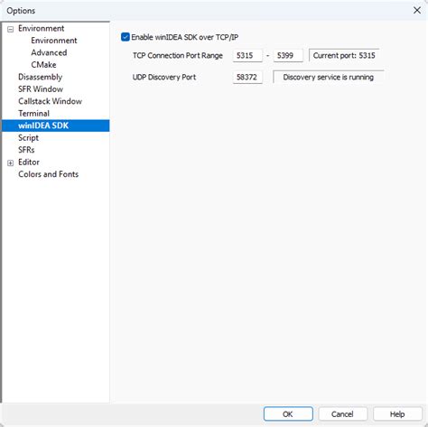 workspace management dialog reference winidea sdk