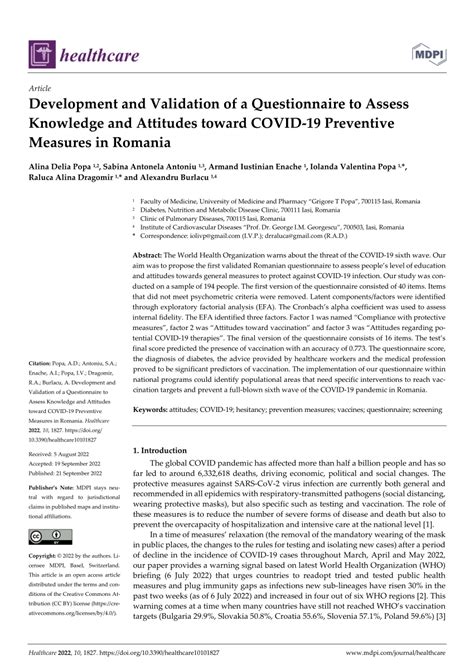 Pdf Development And Validation Of A Questionnaire To Assess Knowledge