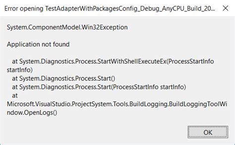 open logs errors with application not found · issue 63 · dotnet