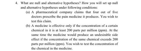 solved 4 what are null and alternative hypotheses how you