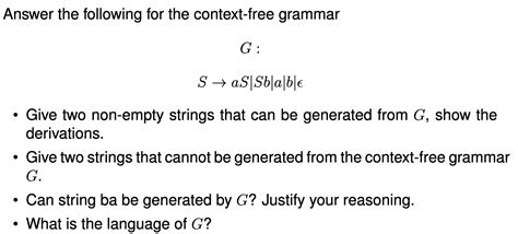 Solved Answer The Following For The Context Free Grammar G Chegg Com