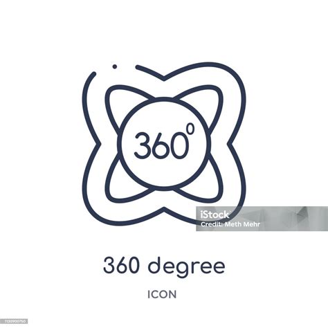 인공 지능 개요 컬렉션에서 선형 360 학위 아이콘 얇은 라인 360도 벡터 흰색 배경에 고립 360도 유행 그림 0명에 대한