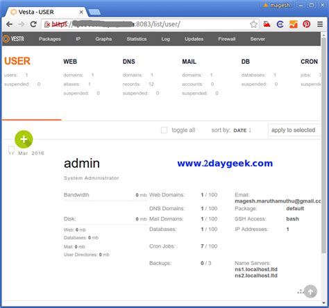 Install Vesta Web Hosting Control Panel On Linux DayGeek
