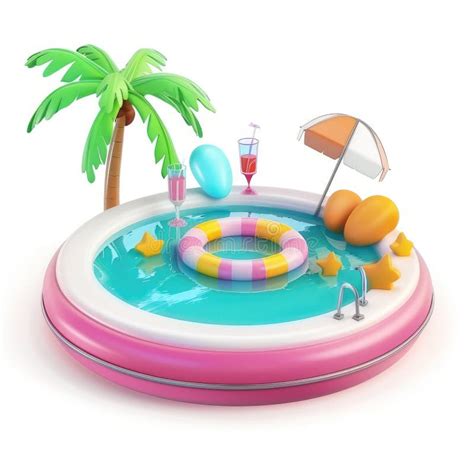 Inflatable Pool Paradise Summer Fun In A Tiny Pool Stock Illustration Illustration Of