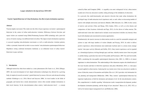 Pdf Tourists Spatial Behaviour In Urban Destinations The Effect Of Prior Destination Experience