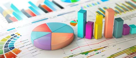 An Organized Display Of Various Colorful 3d Bar And Pie Charts On White Paper Illustrating Data