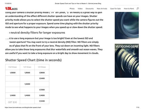 Free Printable Comprehensive Shutter Speed Chart For Perfect Photography Free Printable Comprehensive Shutter Speed Chart For Perfect Photography